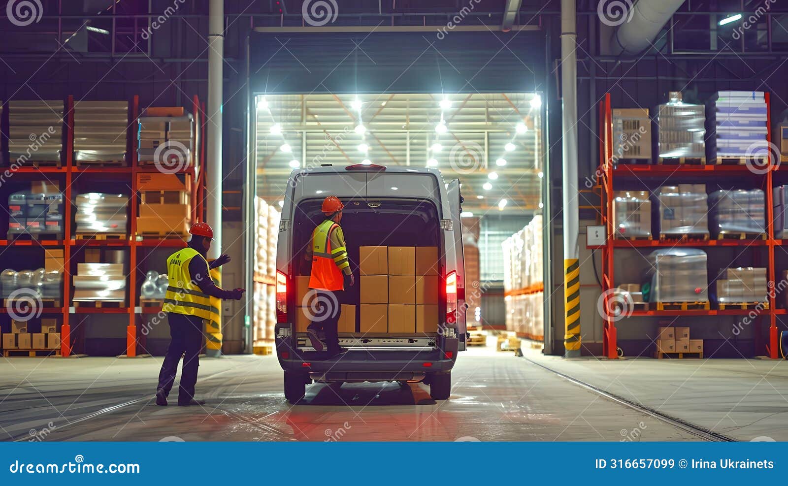 Logistics Professionals Working during Night Shift in Warehouse ...