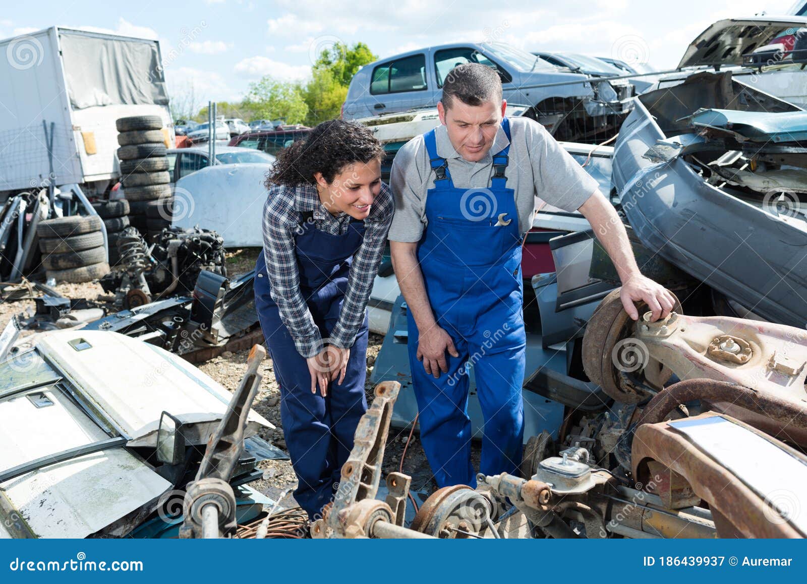 Two Workers in Scrap Metal Yard Stock Image - Image of scrap, metal ...