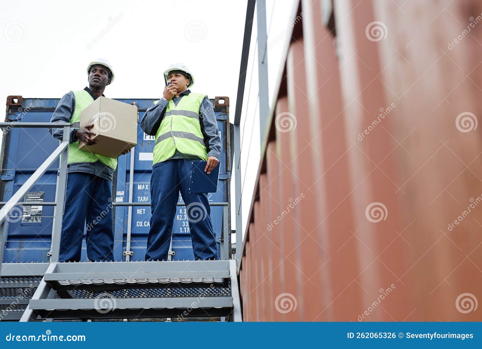 Two Workers at Shipping Docks Stock Photo - Image of import, black ...