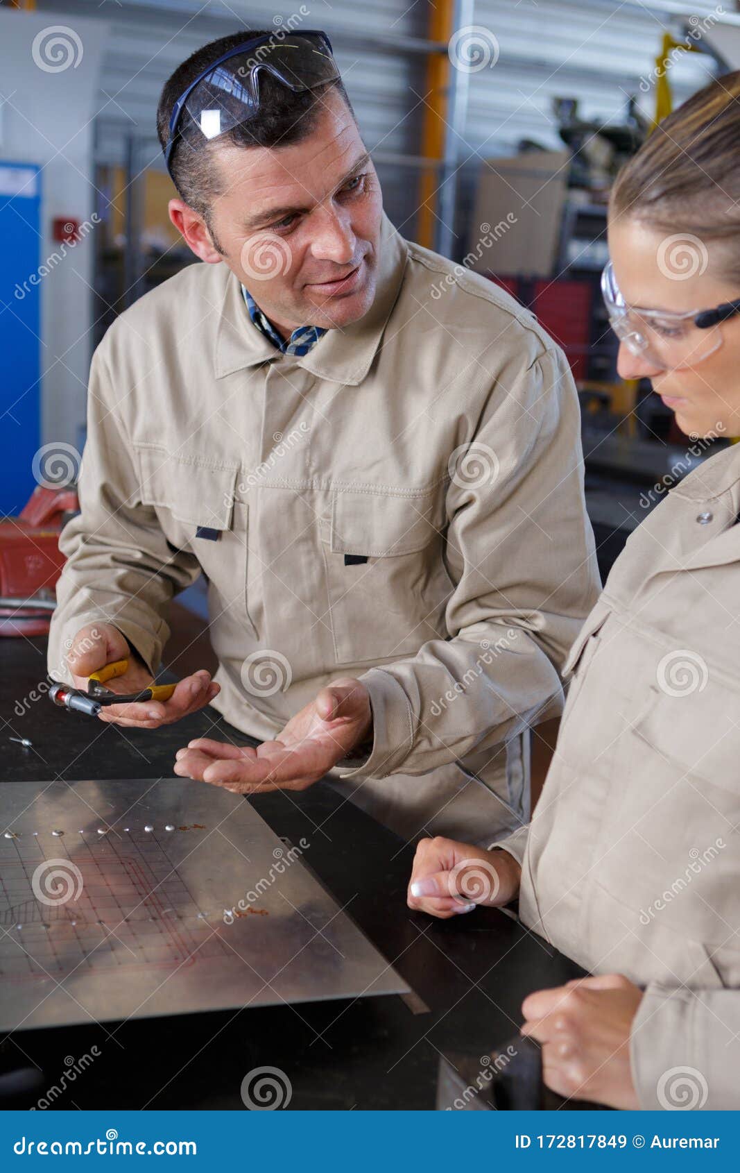 Two Workers Soldering Metal Plates Stock Image - Image of precision ...