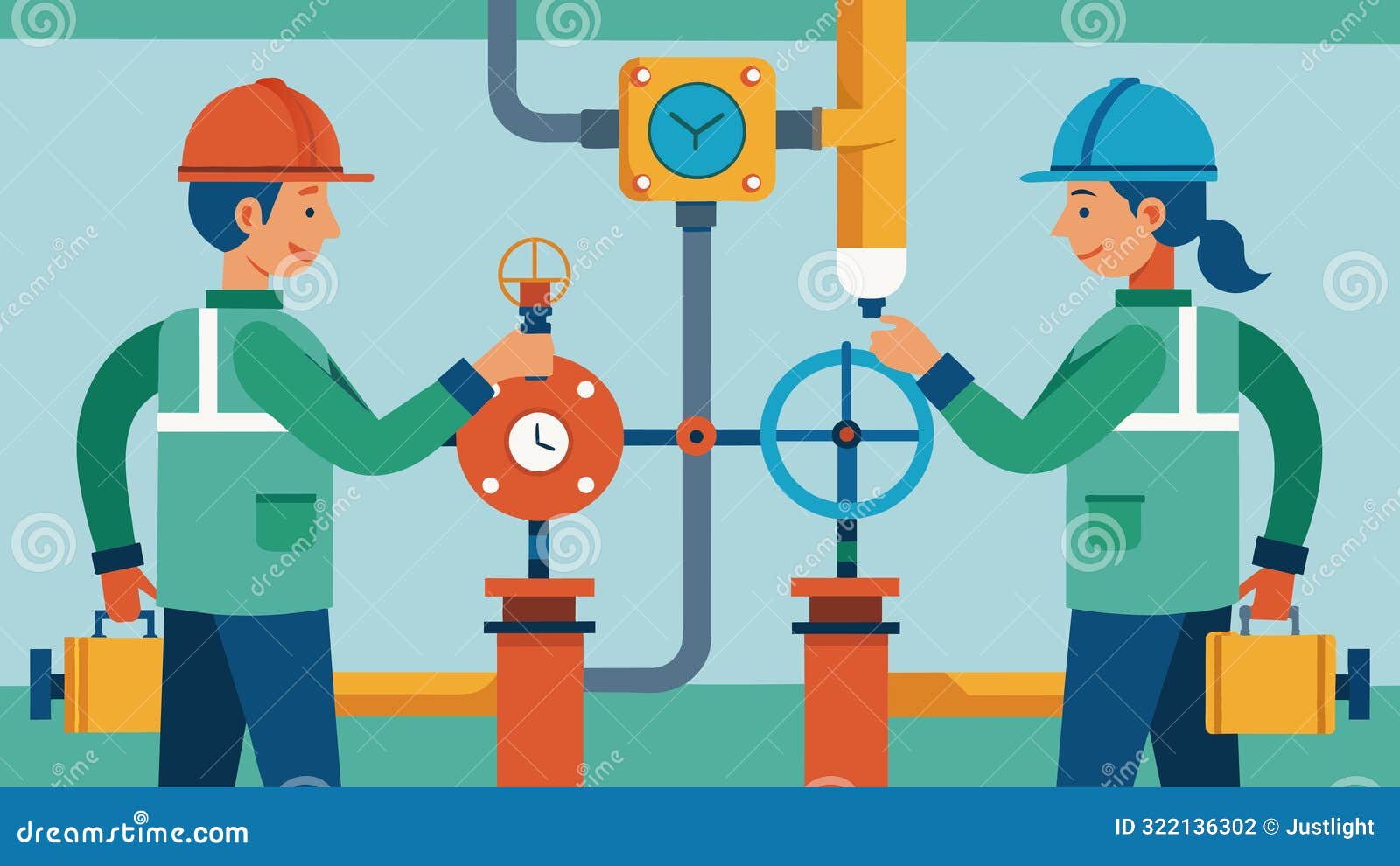 Adjusting Pressure Gauge On Plumbing System Inside Modern Facility ...