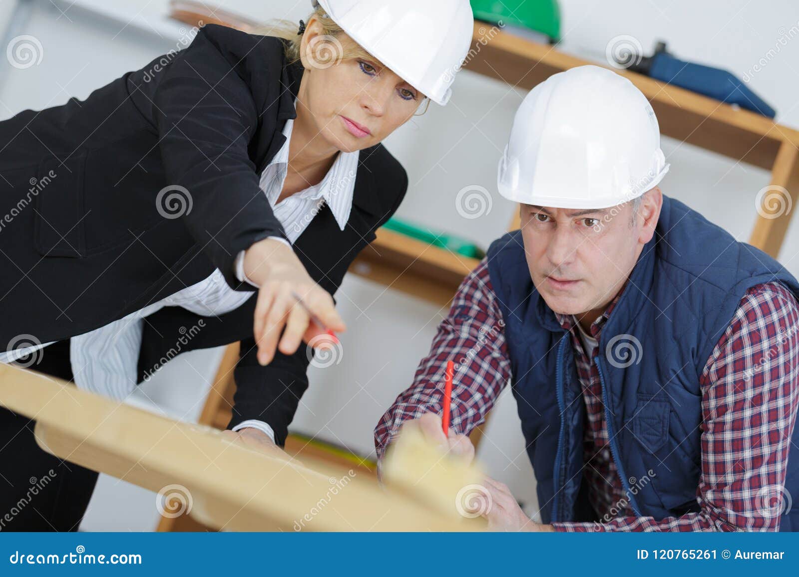 Two Workers Standing in Building Stock Image - Image of caucasians ...