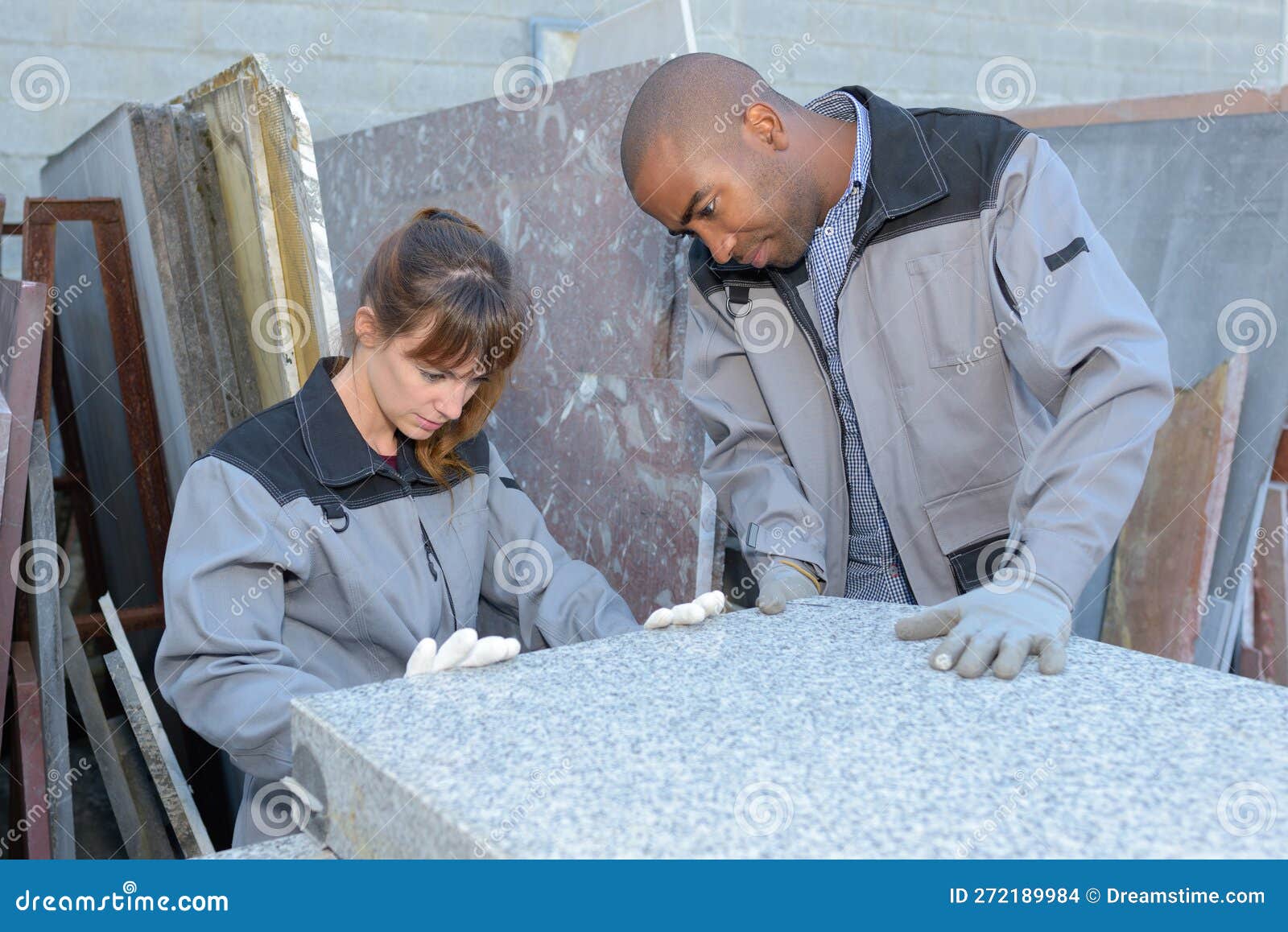 Two Workers and Stone Factory Stock Photo - Image of elevator ...