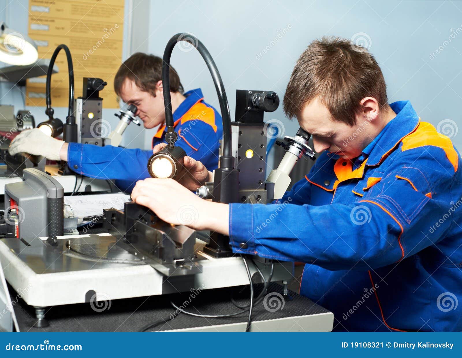 Two Workers at Tool Workshop Stock Image - Image of operator, optical ...