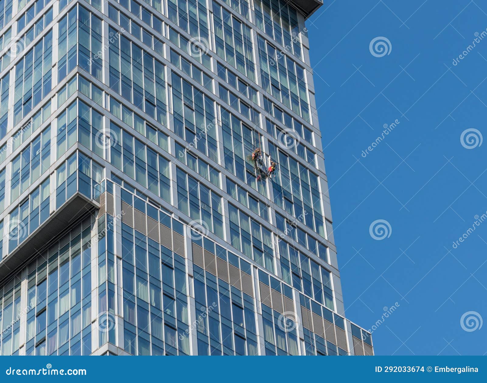 Window Washing on a Skyscraper Stock Photo - Image of detail, line ...