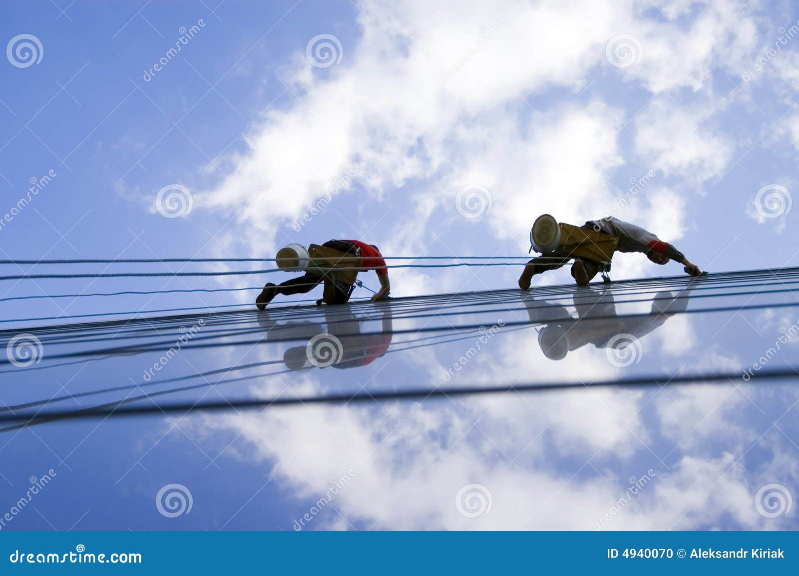 Two Workers Washing Windows Stock Photo - Image of glass, building: 4940070
