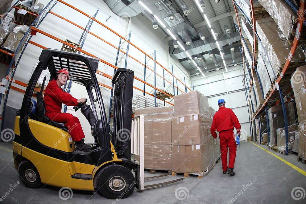 Two Workers at Work in Storehouse Stock Image - Image of cooperation ...