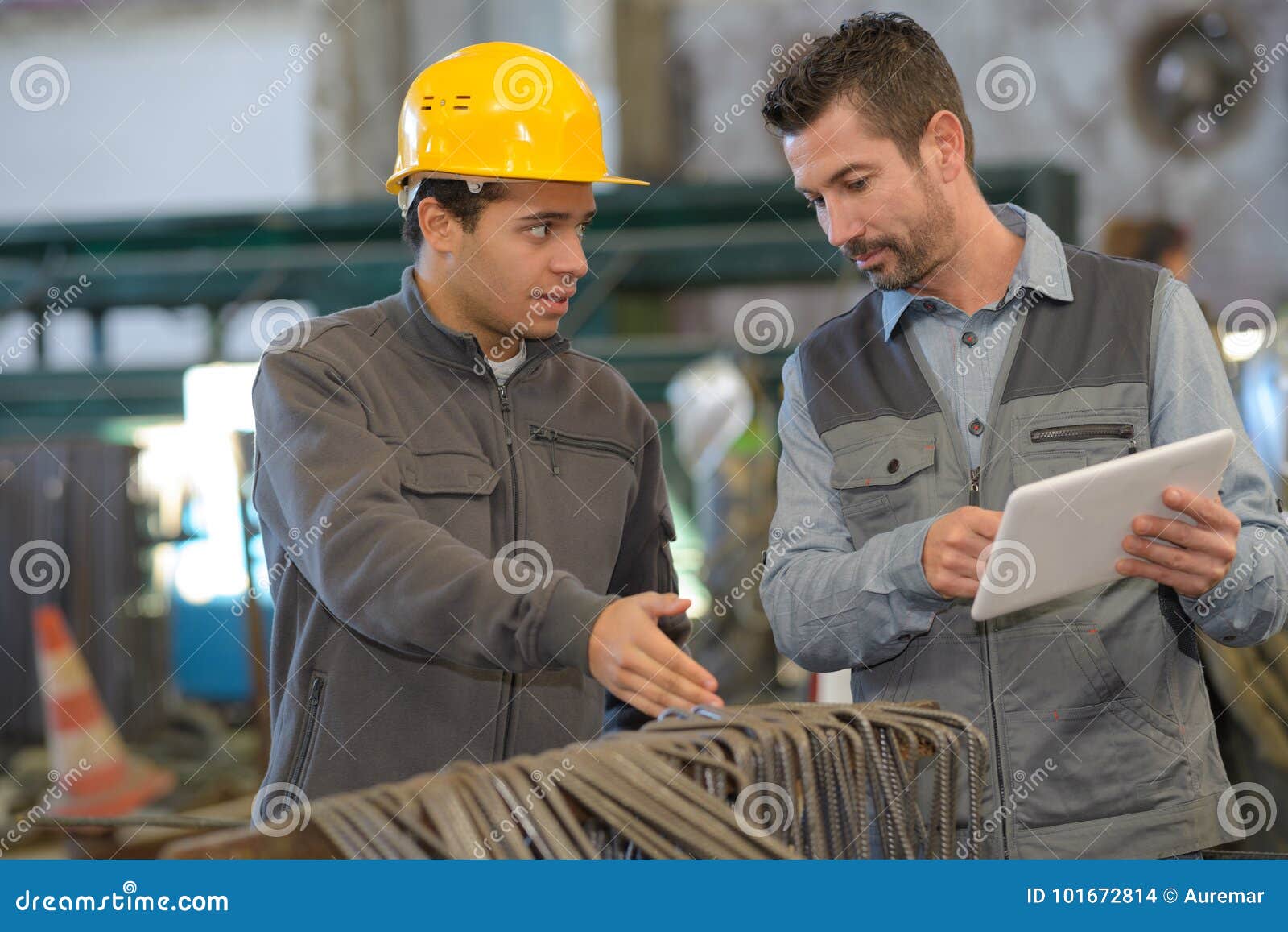 Two Workers Working in Factory Stock Photo - Image of modern, stand ...