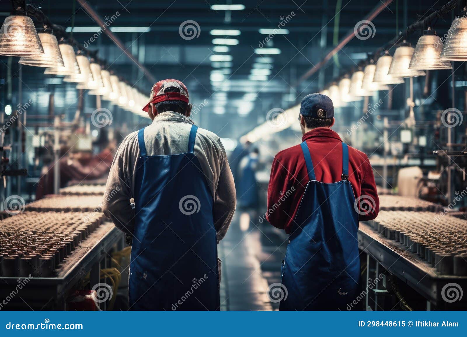 Two Workers Working in a Factory. they are Checking the Quality of Food ...