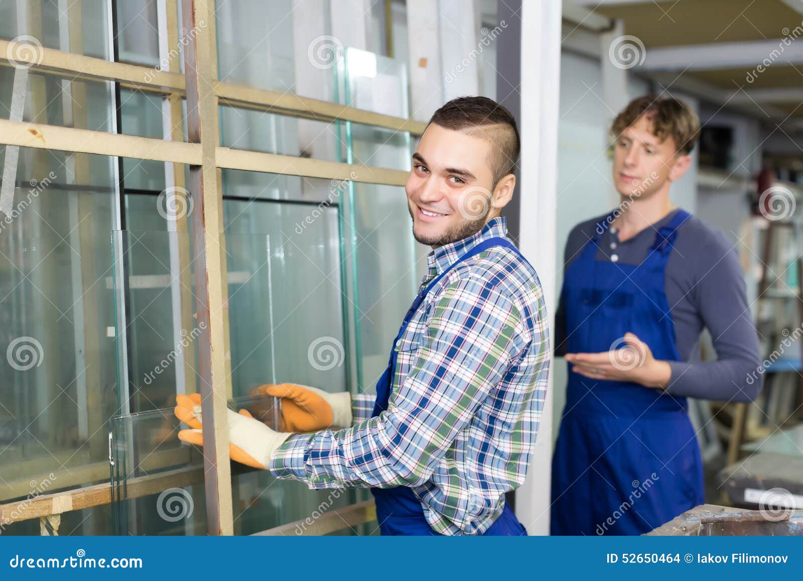 Two Workers Working with Glass Stock Photo - Image of glasswear, mill ...