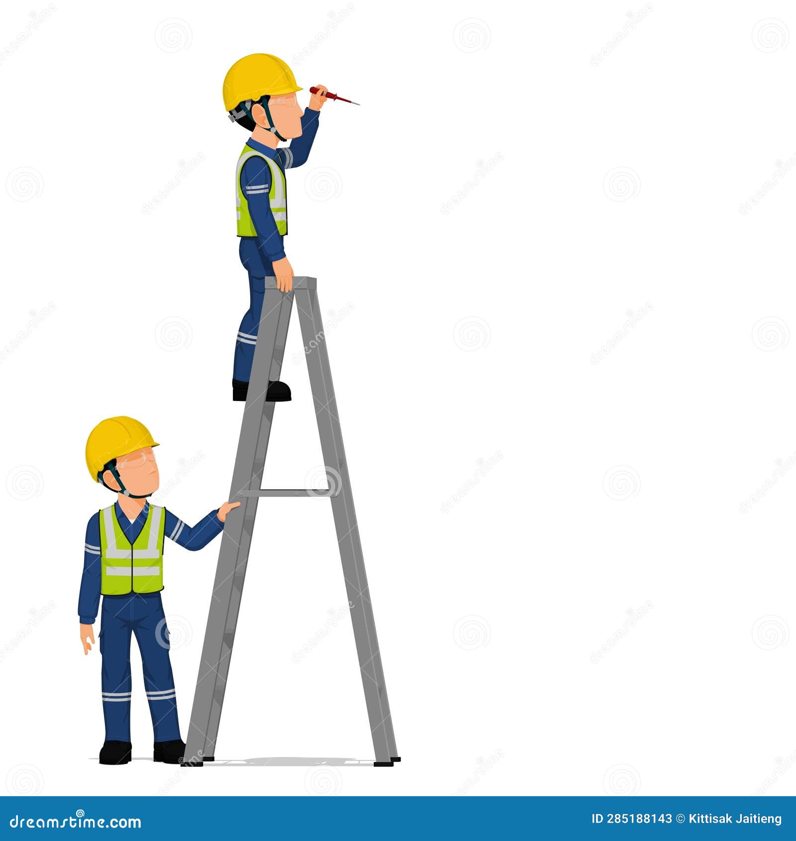 Two Workers is Working at High Stock Vector - Illustration of ...