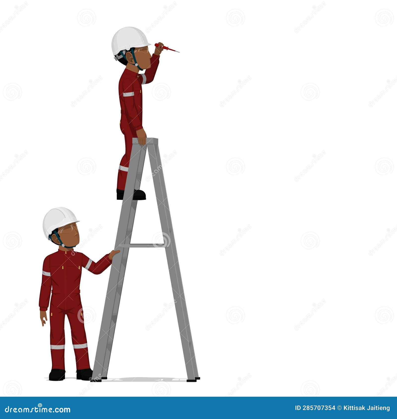 Two Workers is Working at High Stock Vector - Illustration of industry ...