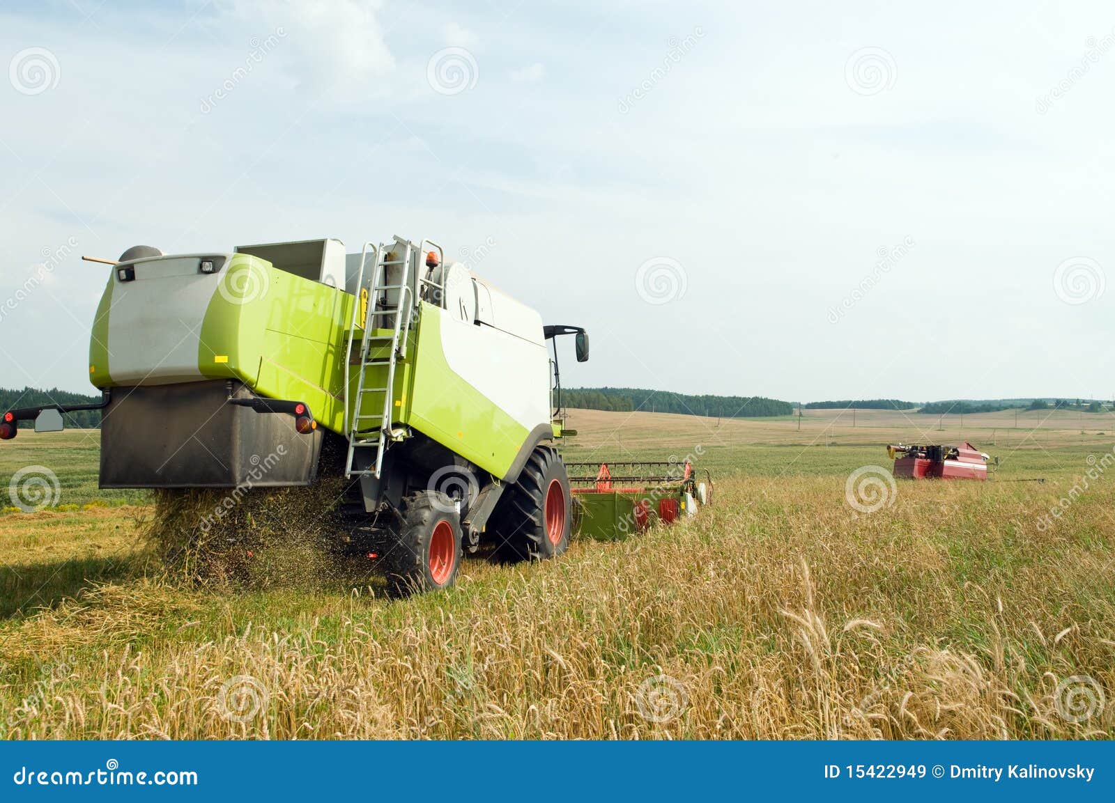 Two Working Harvesting Combines Stock Image - Image of machinery, crop ...