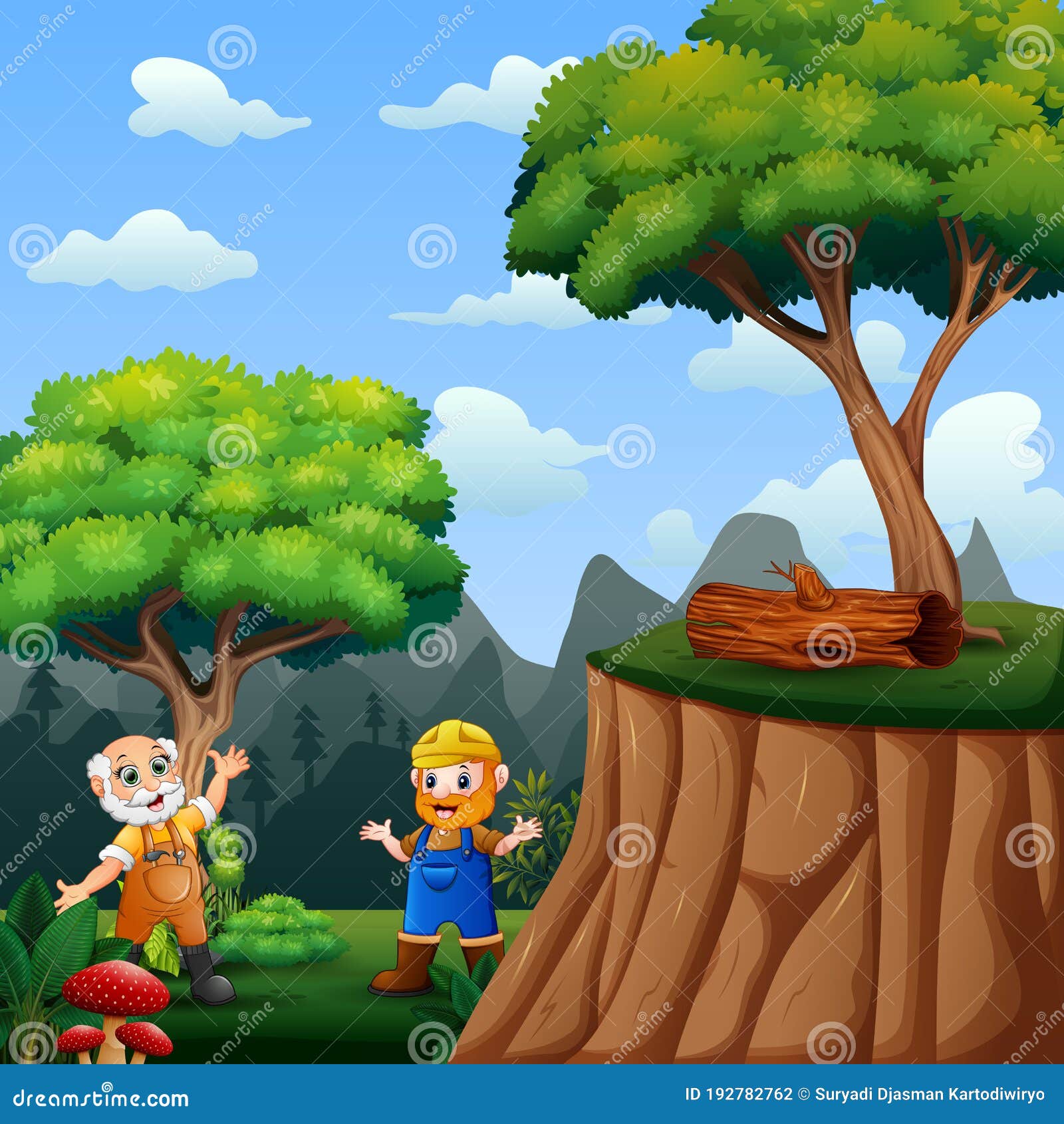 Two Working Man at the Forest Stock Vector - Illustration of logger ...