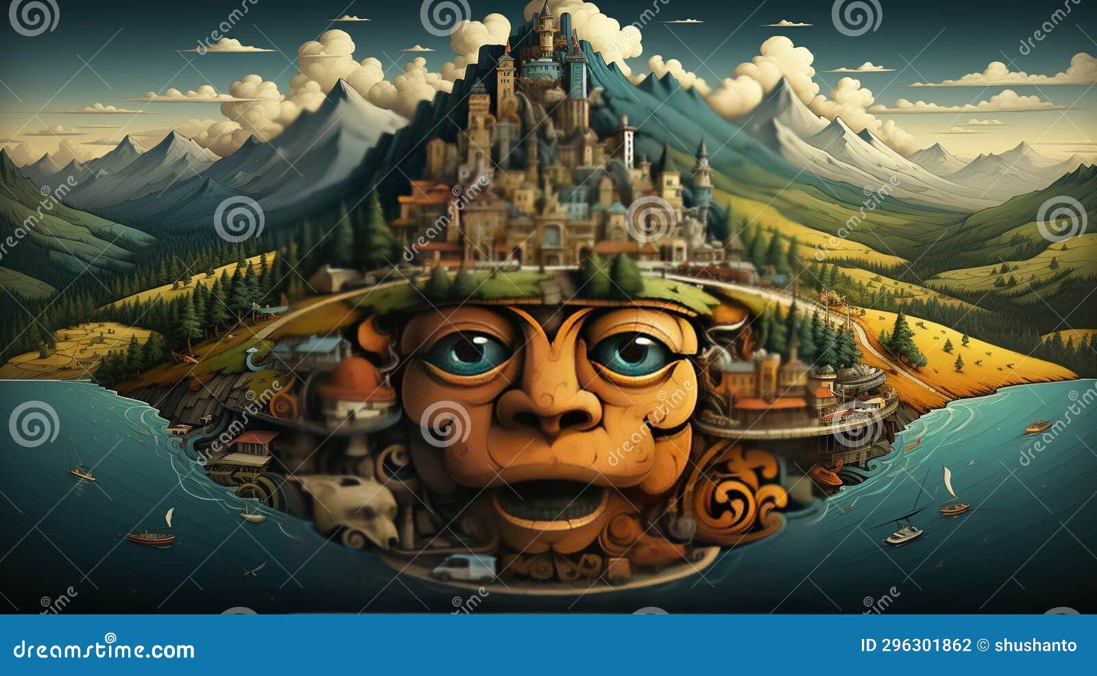 Two World from the Different Reality Stock Illustration - Illustration ...