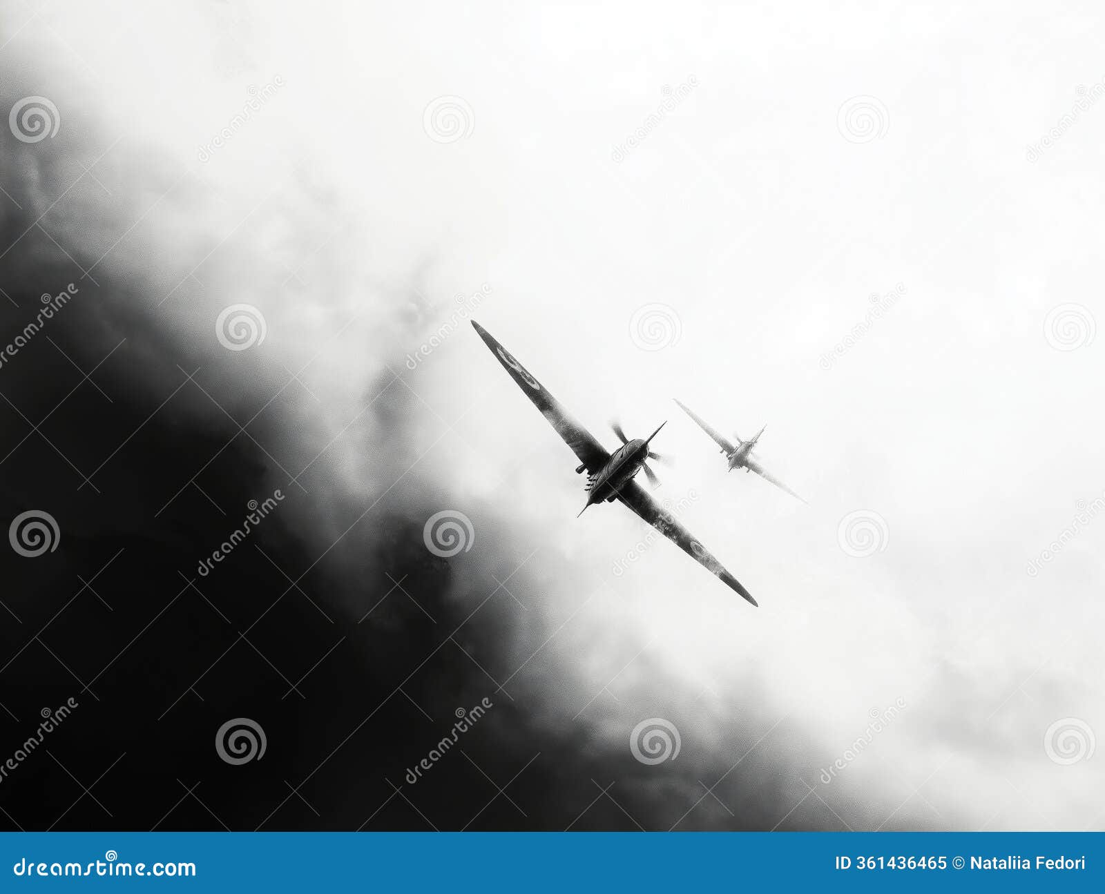 Two World War II Fighter Planes Soaring through Dramatic Storm Clouds ...