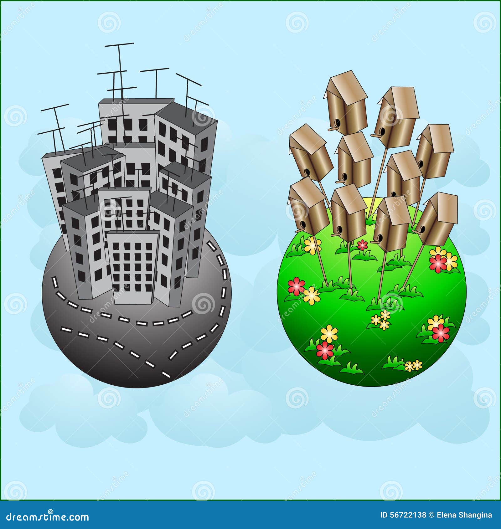 Two worlds. stock illustration. Illustration of planet - 56722138