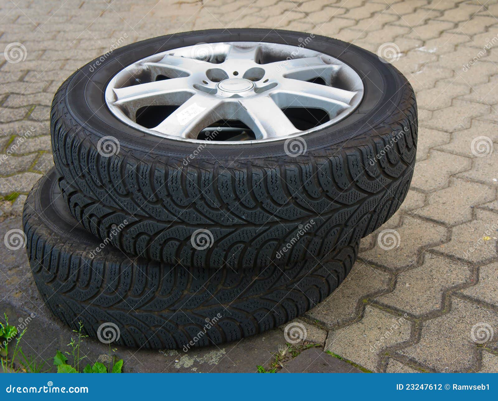 Two Worn Old Tires with Discs Stock Photo - Image of speed, road: 23247612