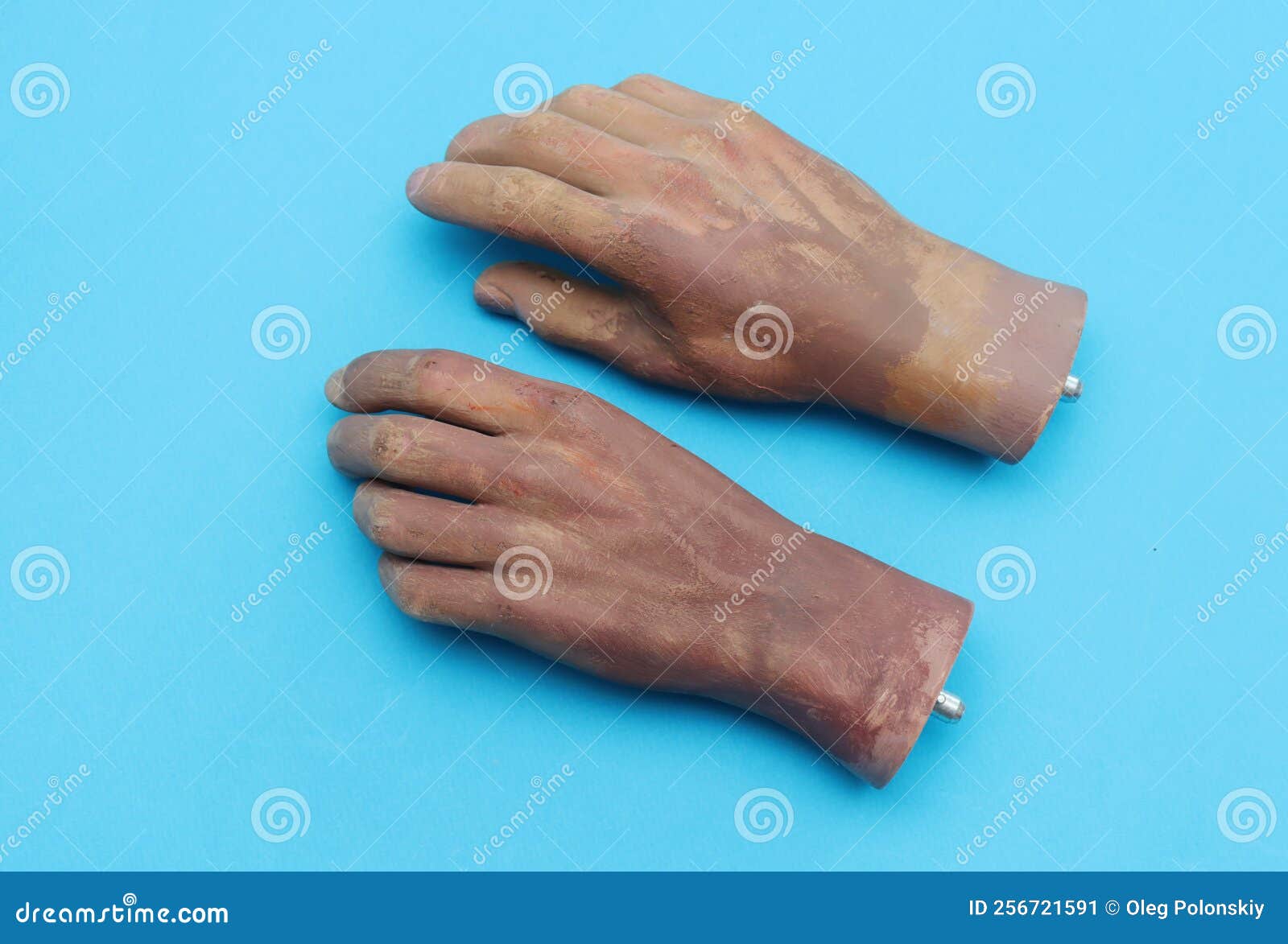 Artificial Hands on Blue Paper Background. Stock Image - Image of form ...