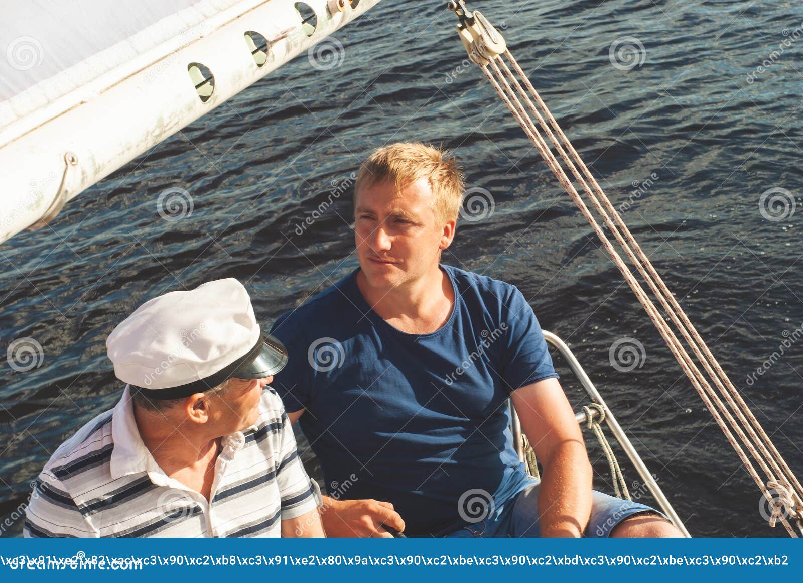Two Yachtsmen Aboard a Yacht Stock Image - Image of sailors, leisure ...