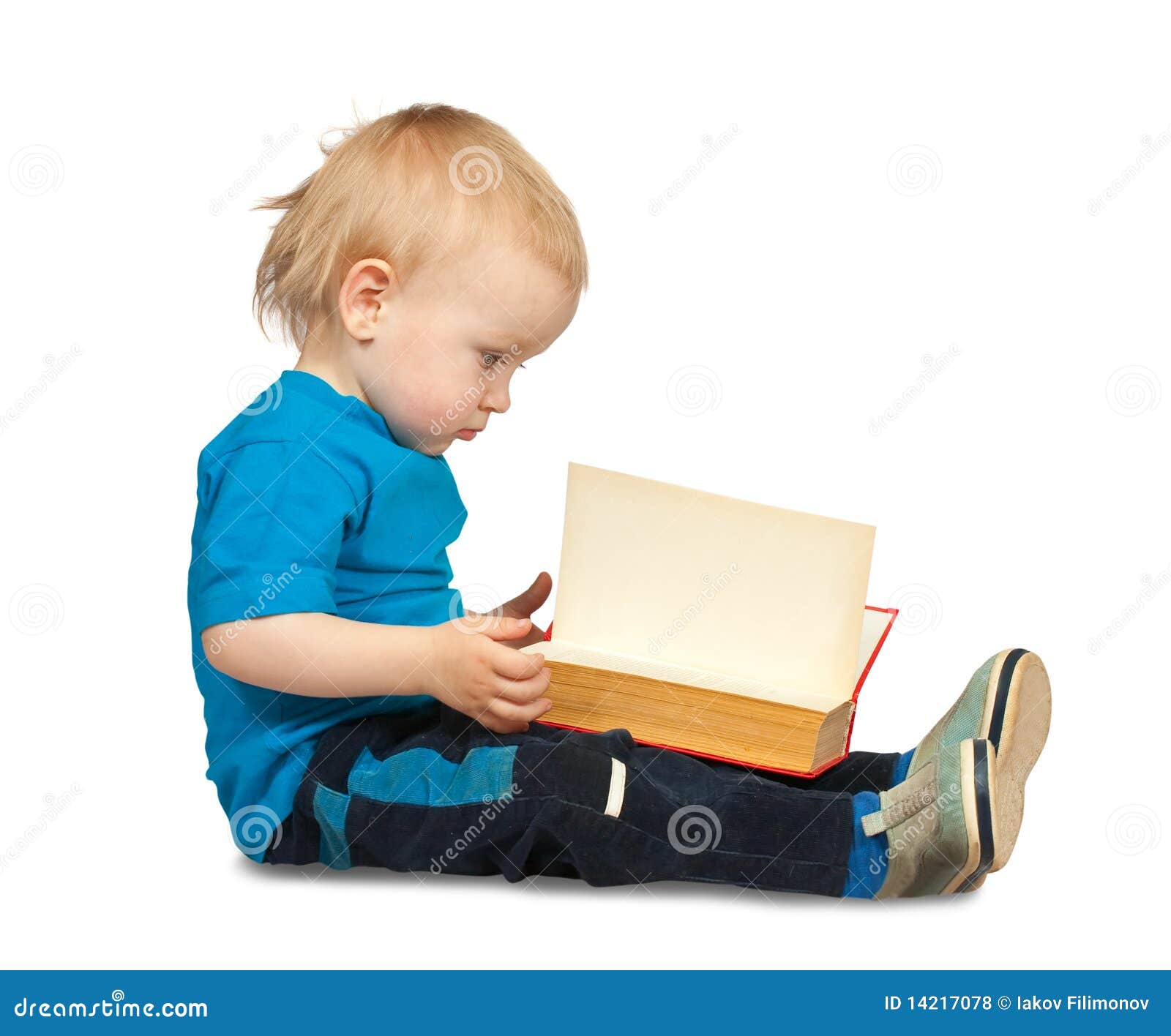 Two-year boy with book stock photo. Image of small, preschool - 14217078