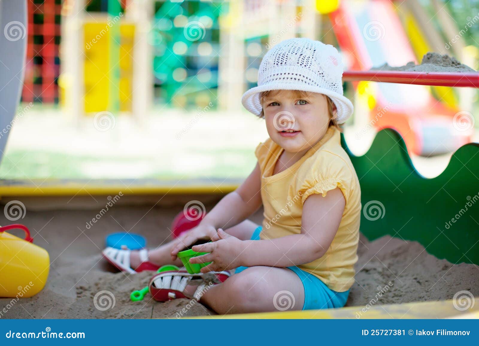 Two-year Child Playing in Sandbox Stock Image - Image of activity ...