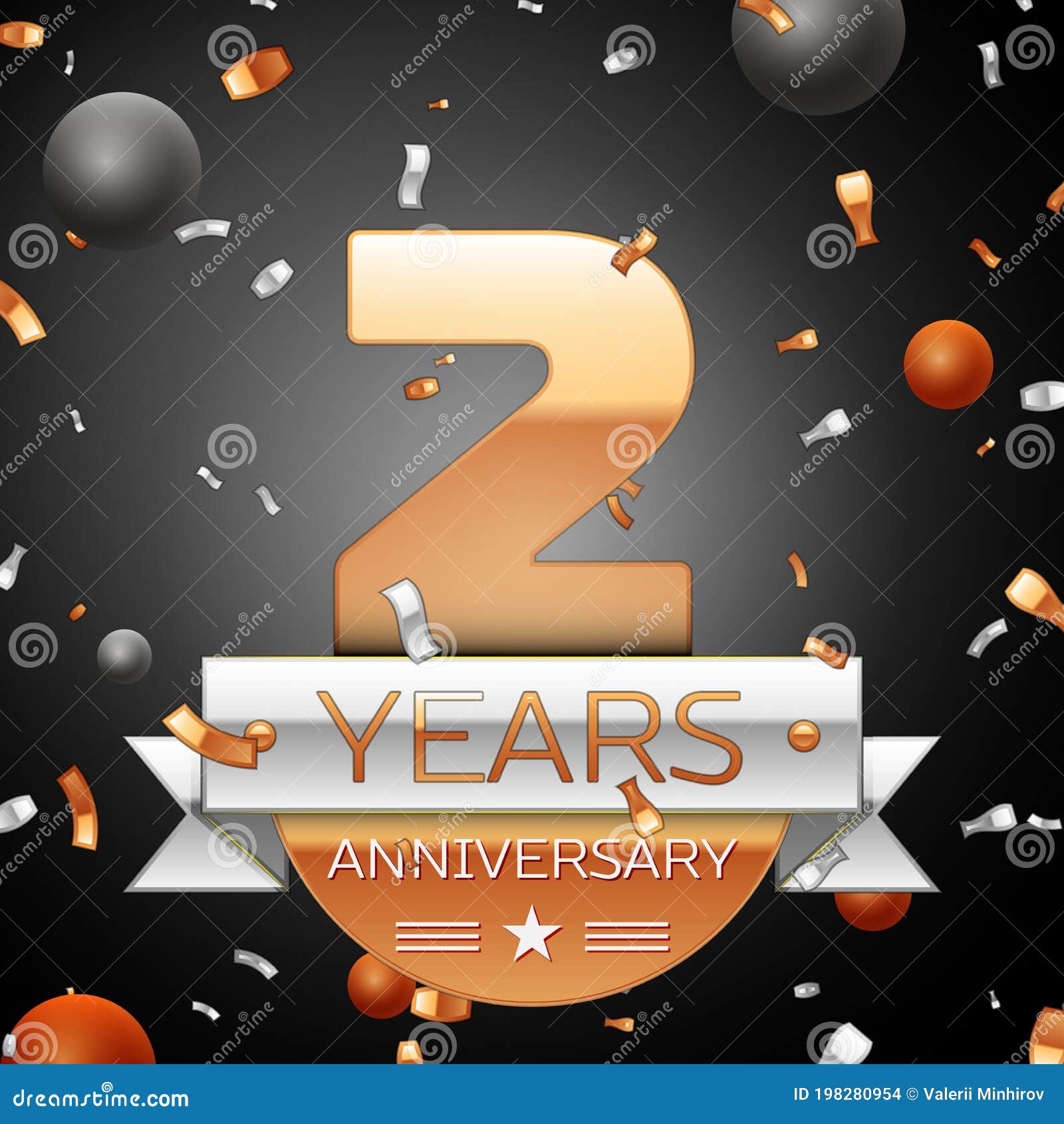 Two Years Anniversary Celebration Background with Silver Ribbon ...