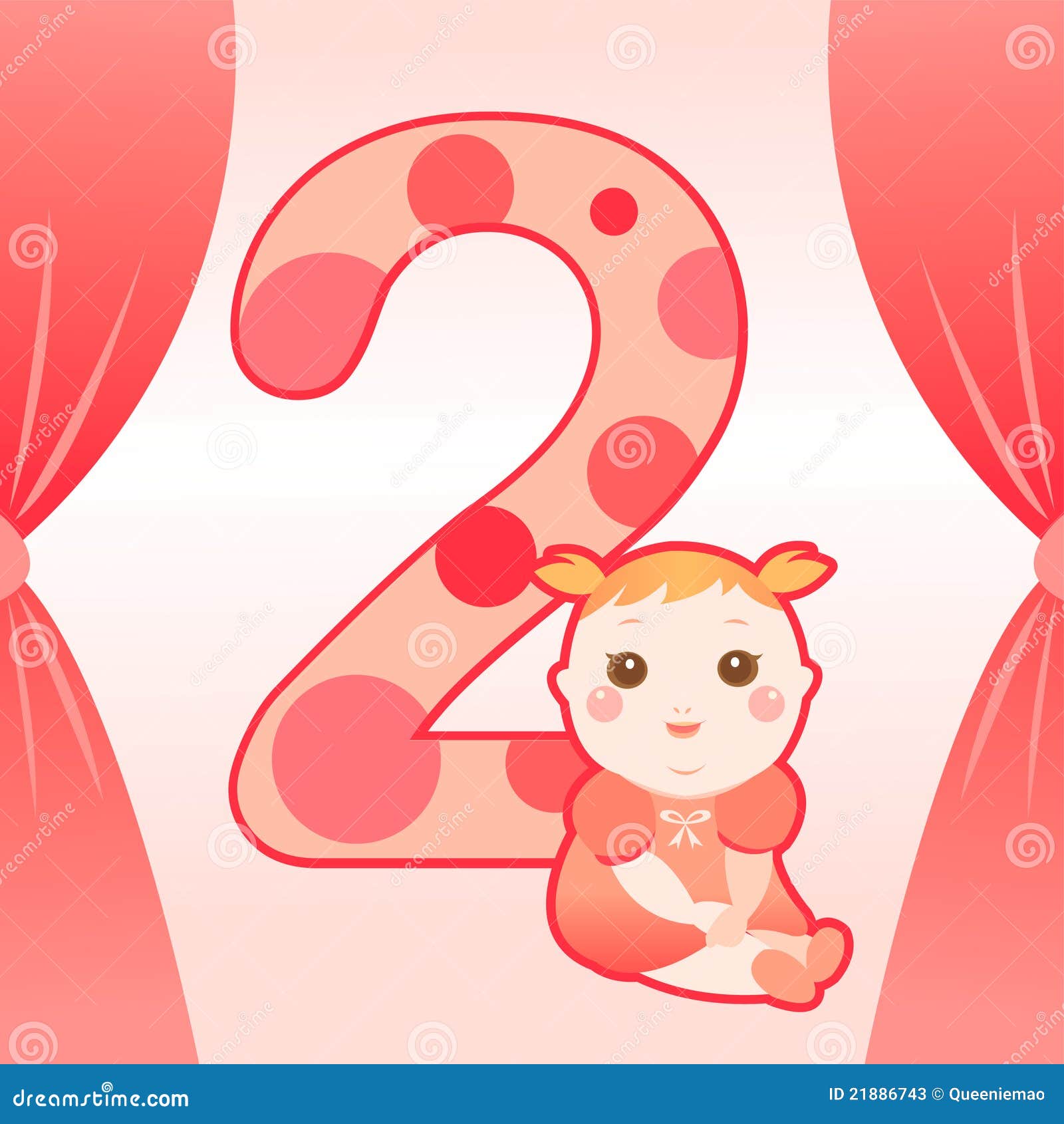 Two years old baby card stock vector. Illustration of gift - 21886743