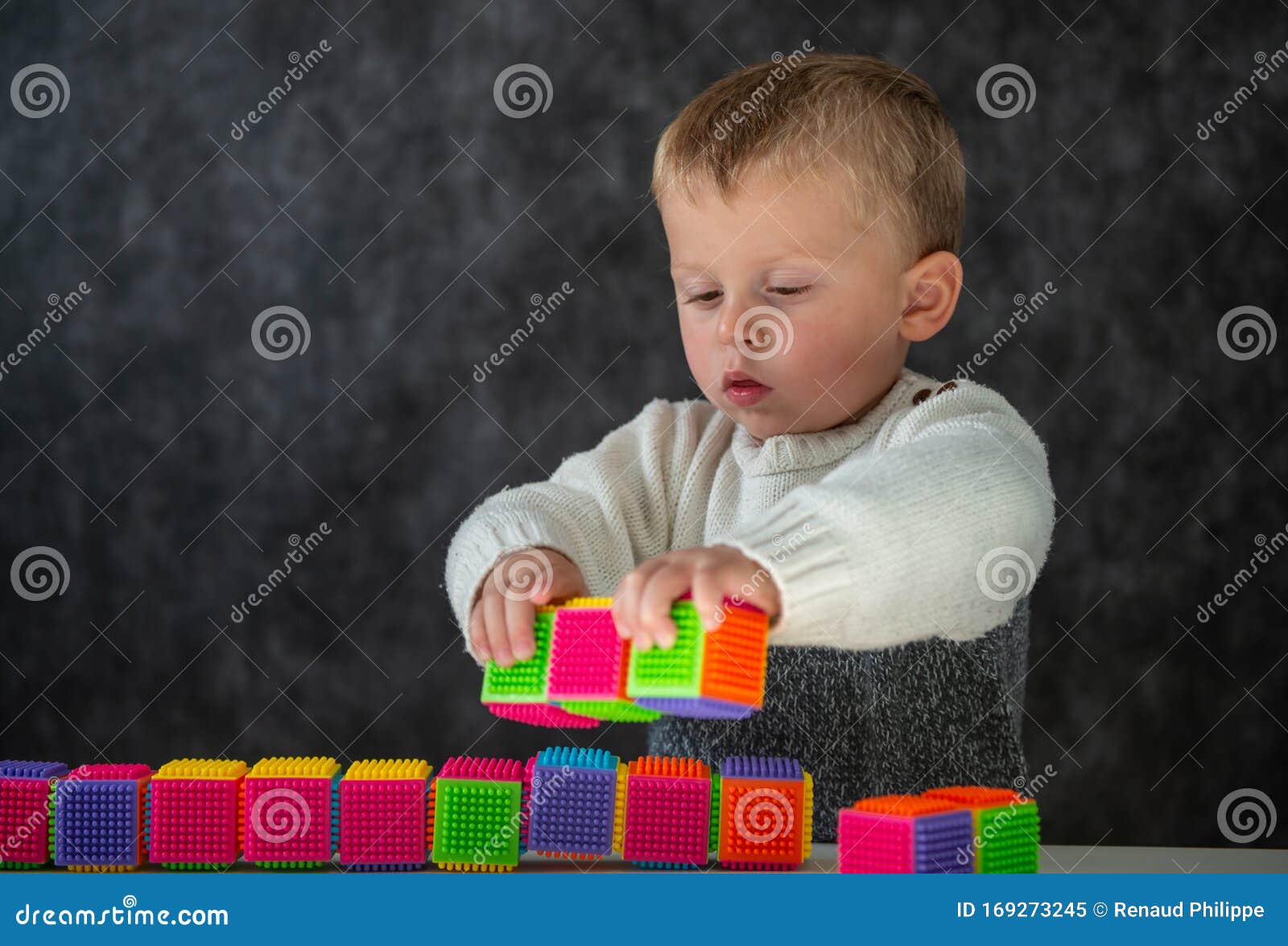 Two Years Old Baby Playing with Cubes Stock Image - Image of ...