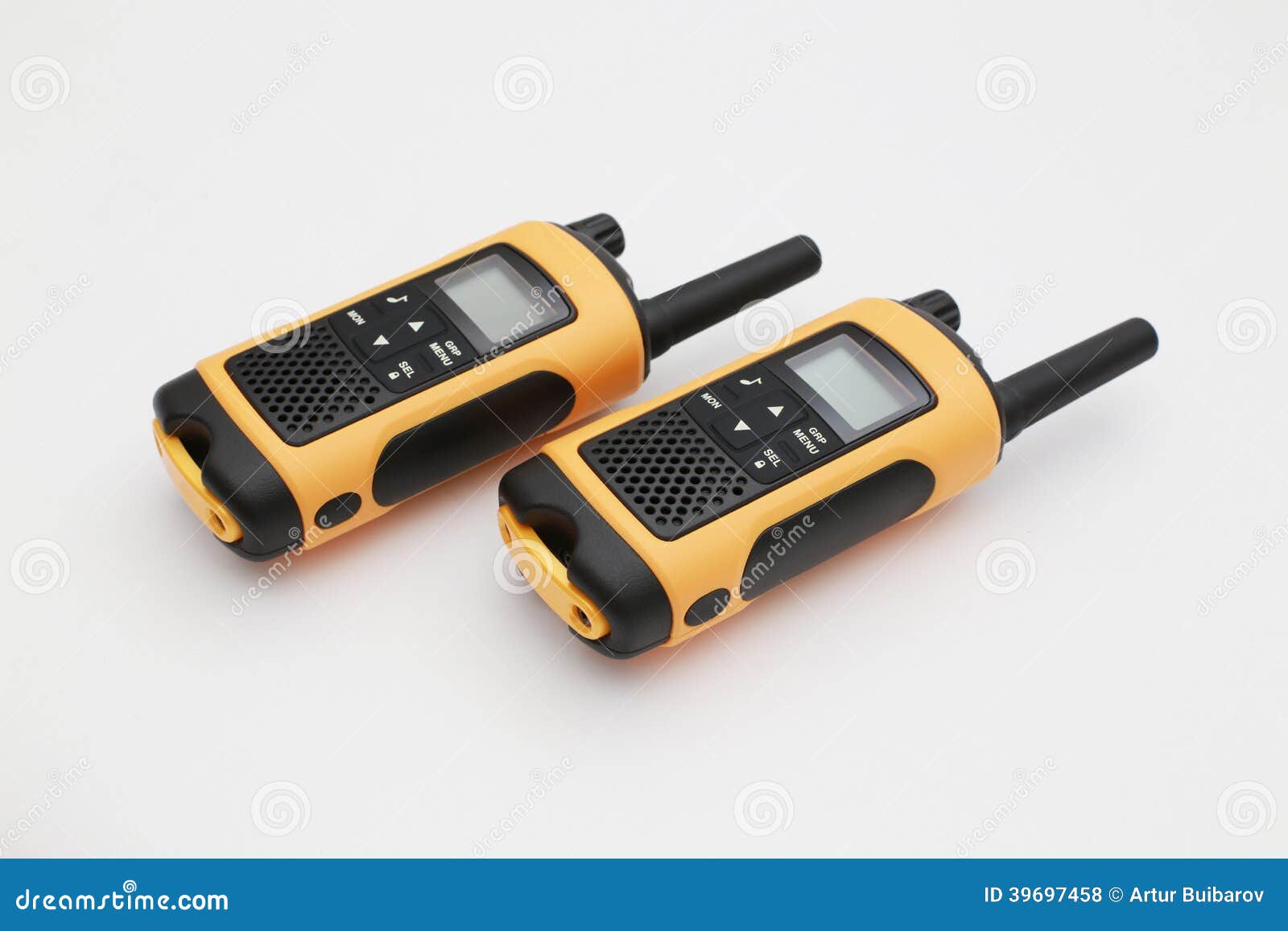 Two Yellow and Black Portable Radio Set Stock Photo - Image of button ...