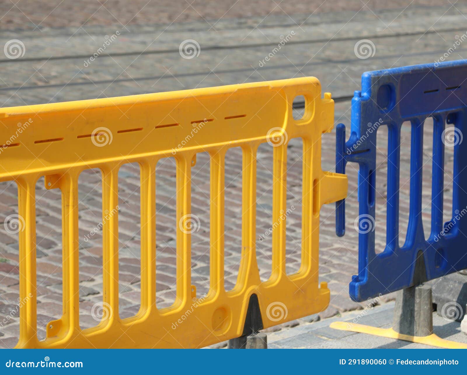 Two Yellow and Blue Plastic Barriers Like those of Ukrainian Flag Stock ...