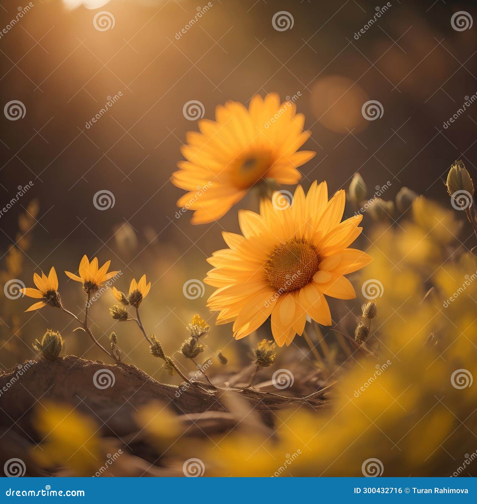 Two Yellow Daisies in the Sunset Light. Shallow Depth of Field Stock ...