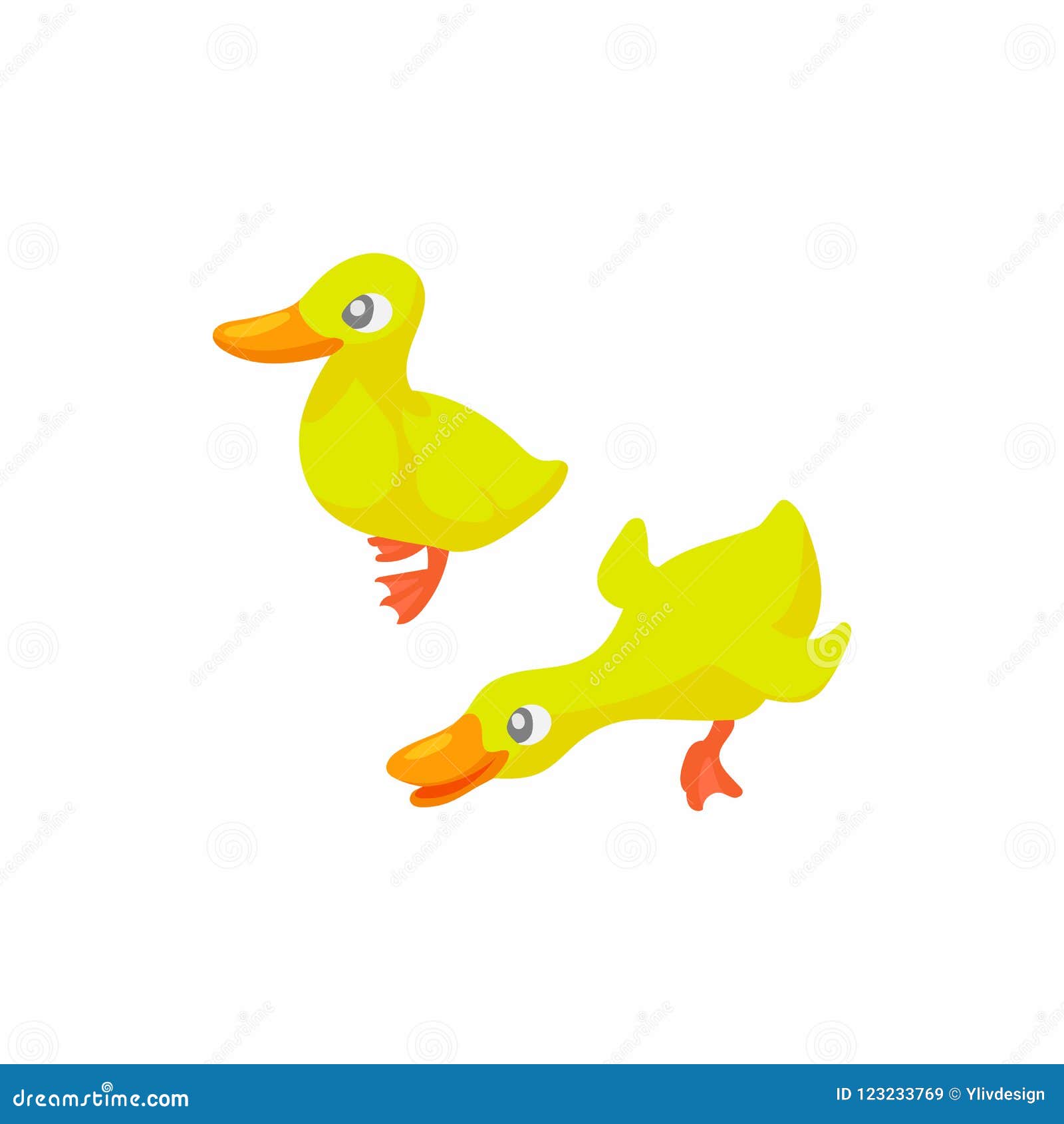 Two Yellow Ducks Icon, Cartoon Style Stock Illustration - Illustration ...