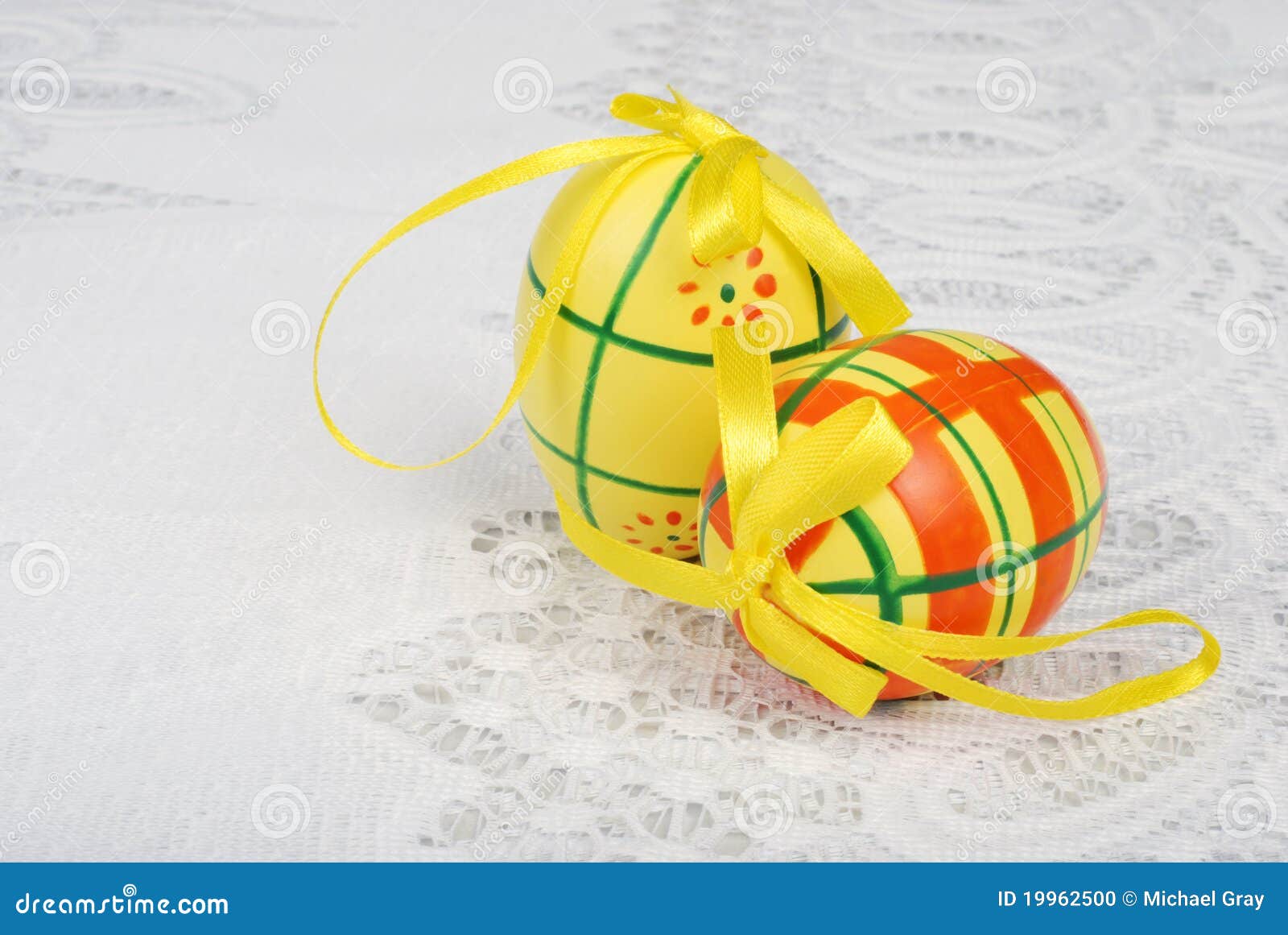Two yellow easter eggs stock photo. Image of orange, gift - 19962500