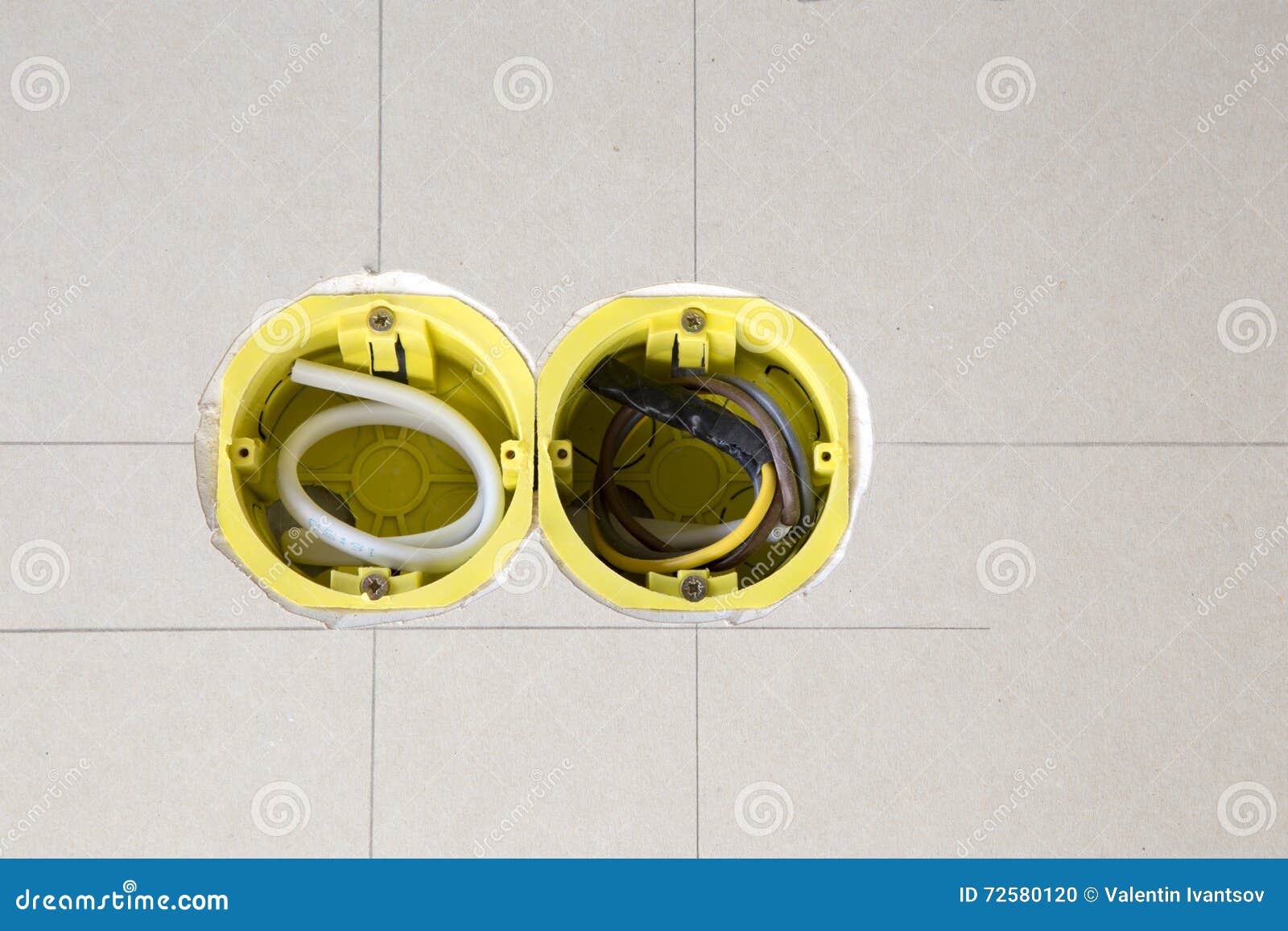 Two Yellow Electrical Sockets Stock Photo - Image of installation ...