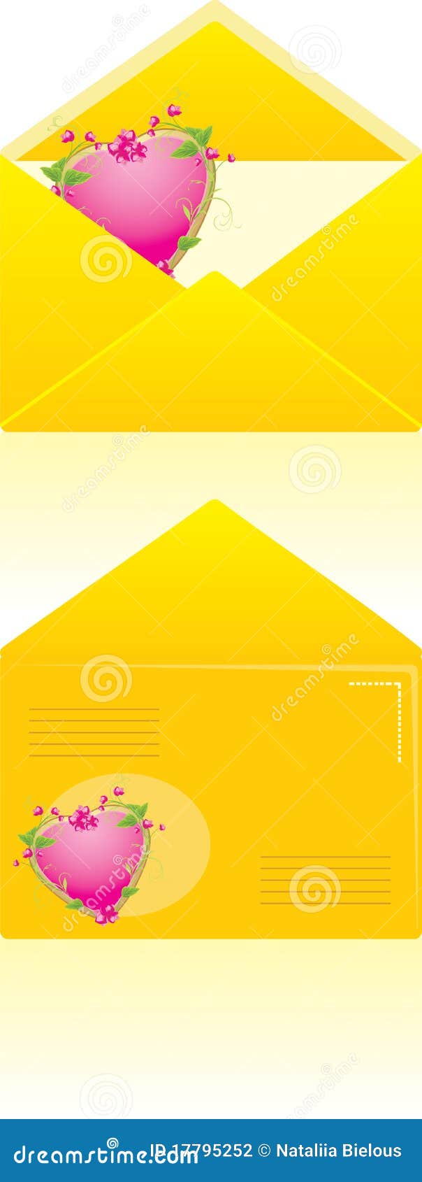 Two Yellow Envelopes with Hearts Stock Vector - Illustration of ...