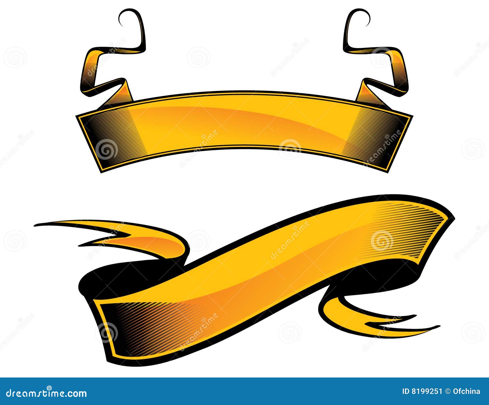 Two Yellow Heraldic Ribbons Stock Image - Image: 8199251