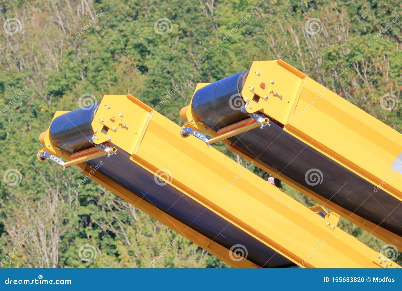 Two Yellow Industrial Conveyor Tracks Stock Photo - Image of motorized ...