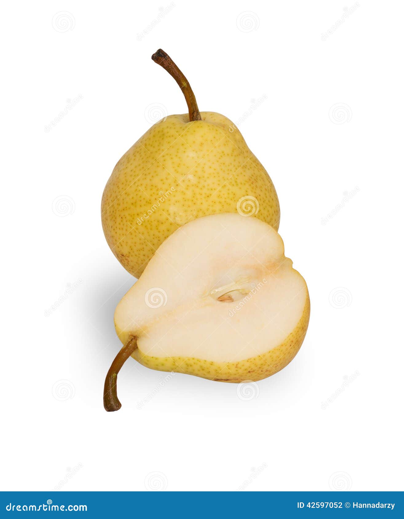 Two Yellow Pears, Cut One Isolated Stock Photo - Image of fruit, market ...