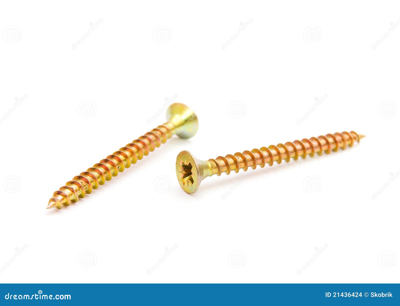 Two yellow screws stock photo. Image of fastening, mechanic - 21436424