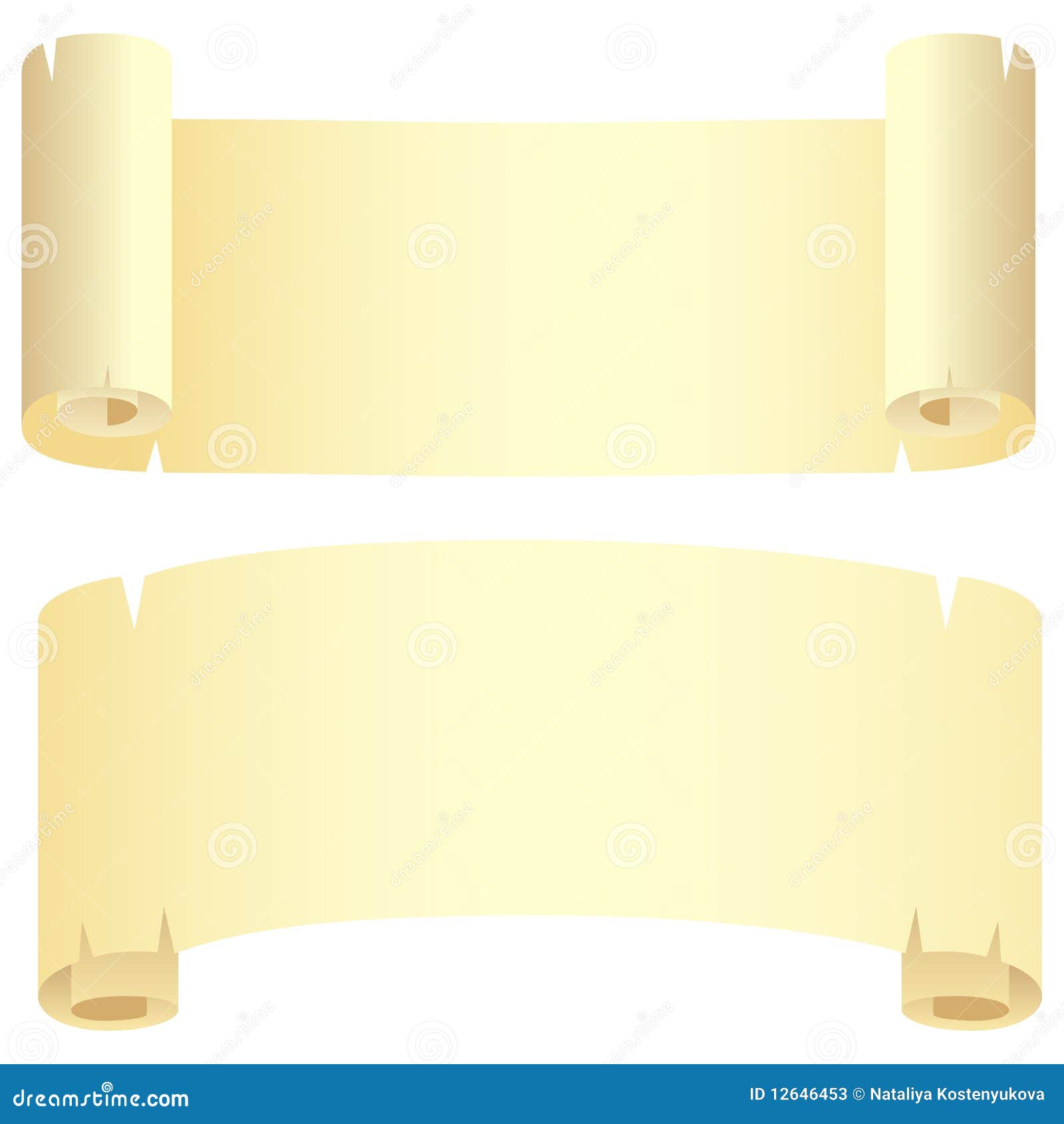 Two yellow scrolls stock vector. Illustration of document - 12646453