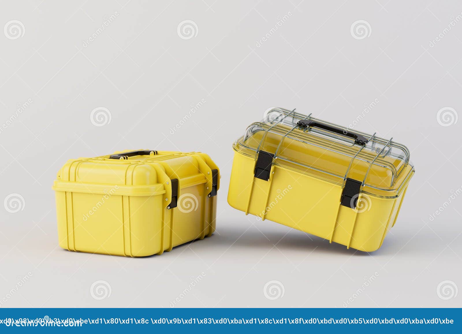 Two Yellow Tool Cases on Pastel Background. 3d Render Stock ...