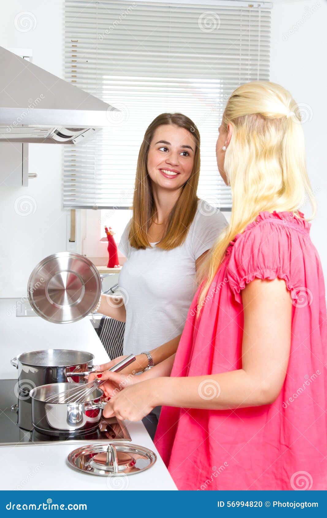 Two Youn Women in the Kitchen Stock Photo - Image of lunch, healthy ...