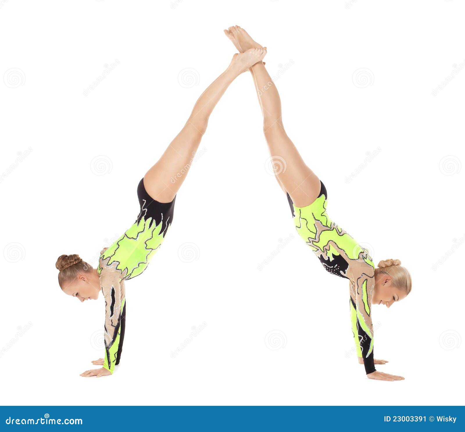 Two Young Acrobats Woman Stand on Hands Stock Image - Image of healthy ...