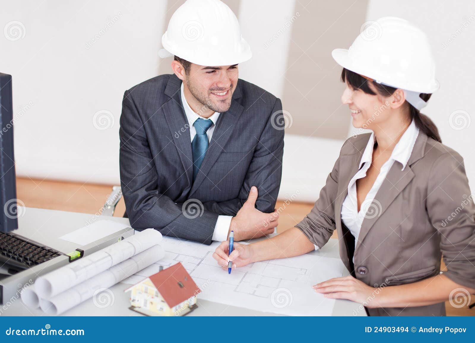 Two Young Architects in the Meeting Stock Photo - Image of industry ...