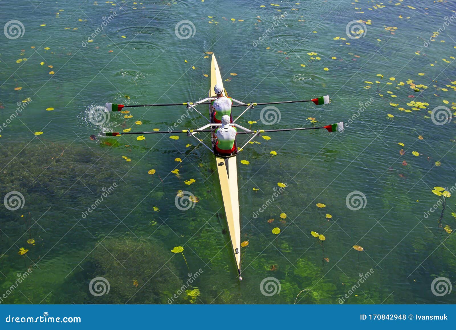 Two Young Athletes Rowing Team on Green Lake Editorial Stock Photo ...
