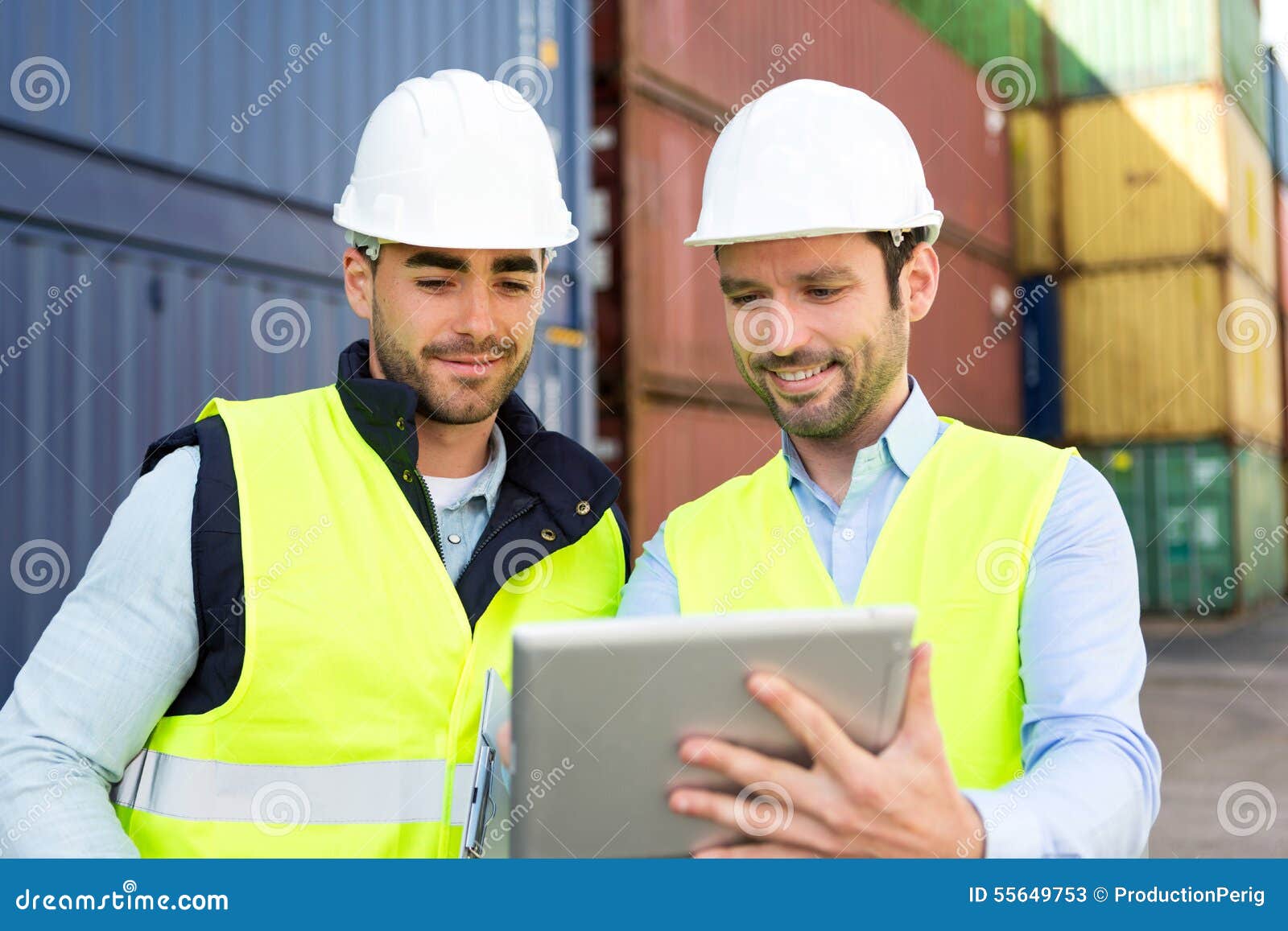Engineer Dockers Wearing Safety Coat And Holding A Helmet Stock Photo ...
