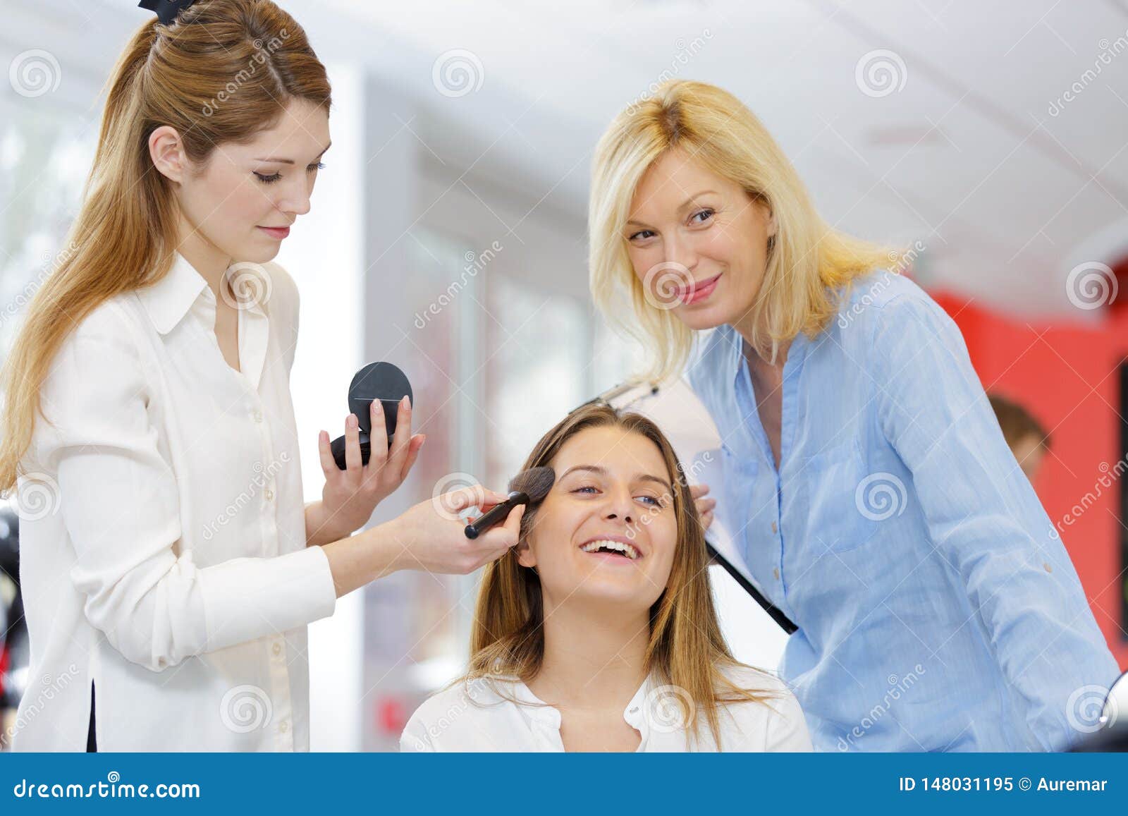 Two Young Beautician Students Working during Make-up Classes Stock ...