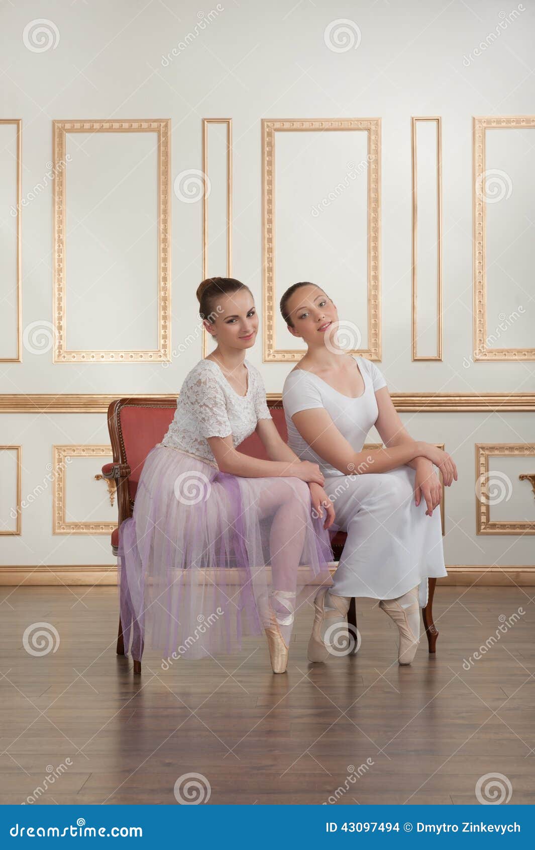Two Young Beautiful Ballet Dancers Sitting on Sofa Stock Photo - Image ...