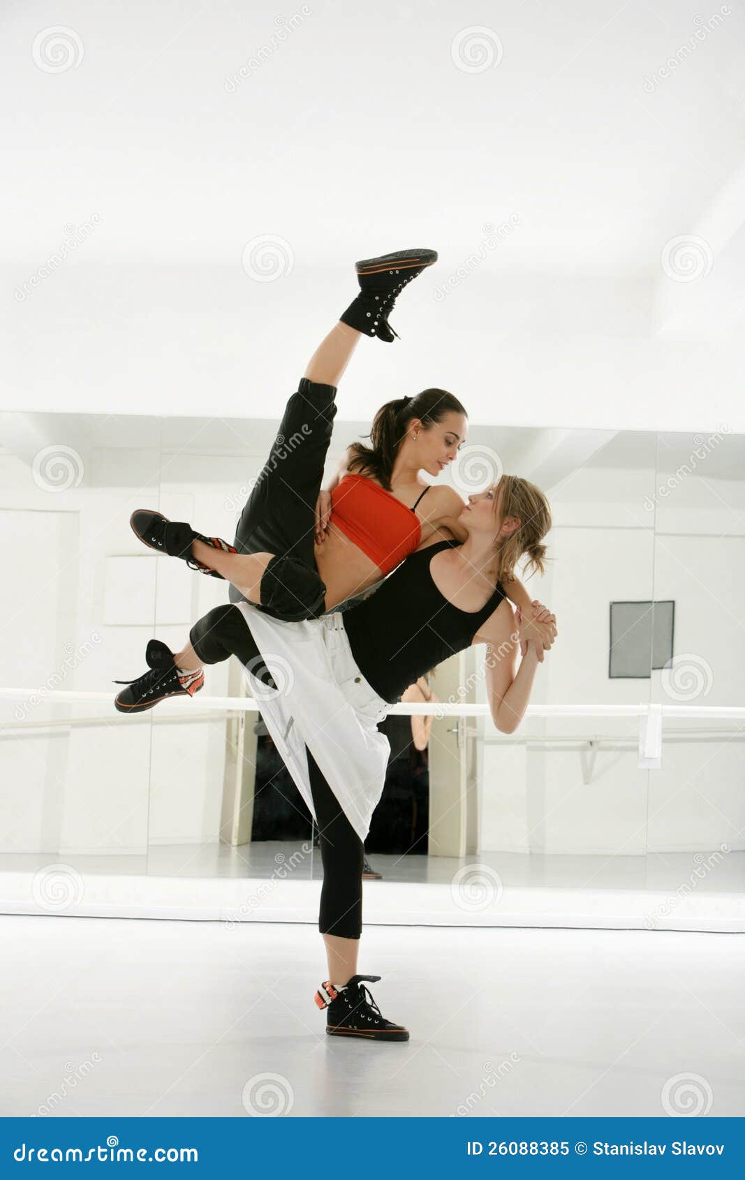 Two Young and Beautiful Dancers Show Dance Techniq Stock Image - Image ...